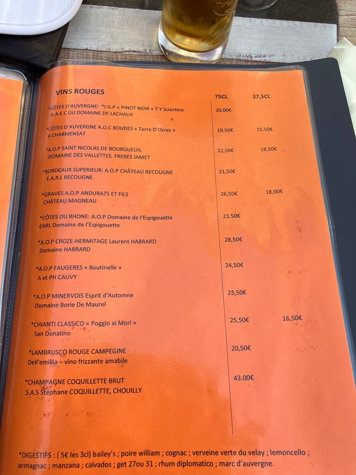 Menu au Au petit bouchon restaurant, Issoire
