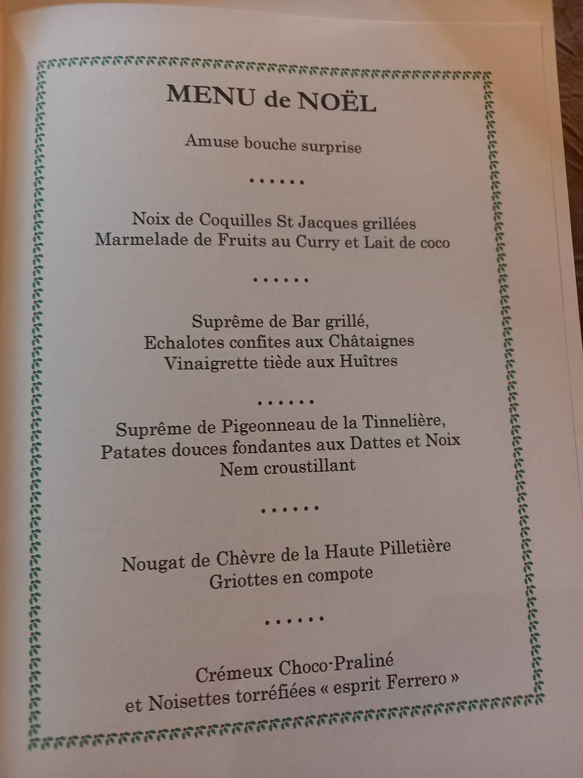 Menu au Auberge de l'Île (Bouchard) restaurant, L'Île-Bouchard