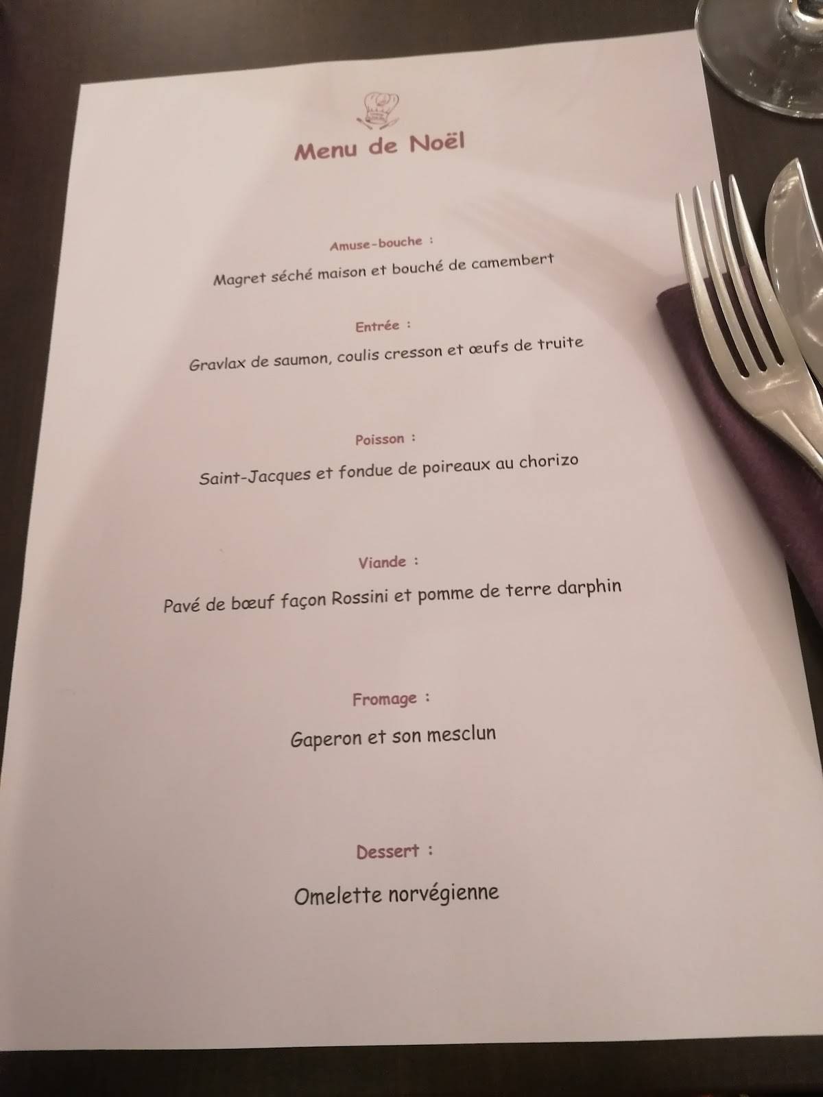 Menu au Auberge du petit nice restaurant, Croignon