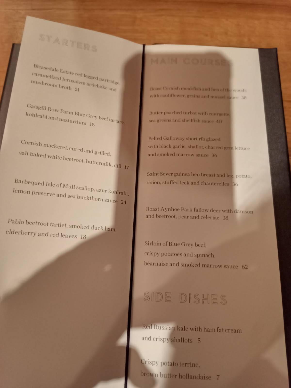 Menu at Moor Hall Restaurant with Rooms, Ormskirk
