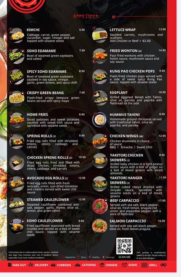 Menu at Soho Asian Bar and Grill, Aventura