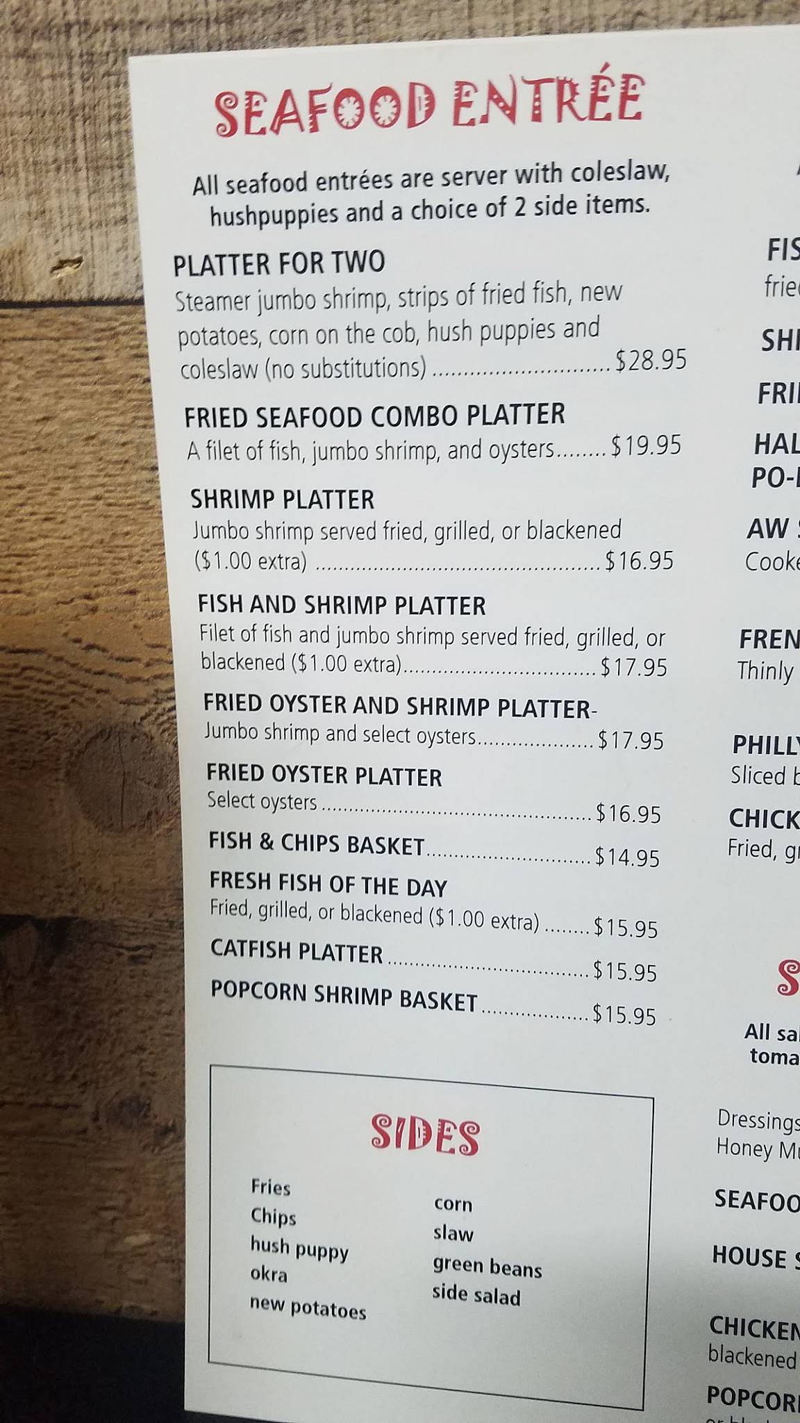 Menu at Aw Shucks restaurant, Montgomery, 4300 Wetumpka Hwy