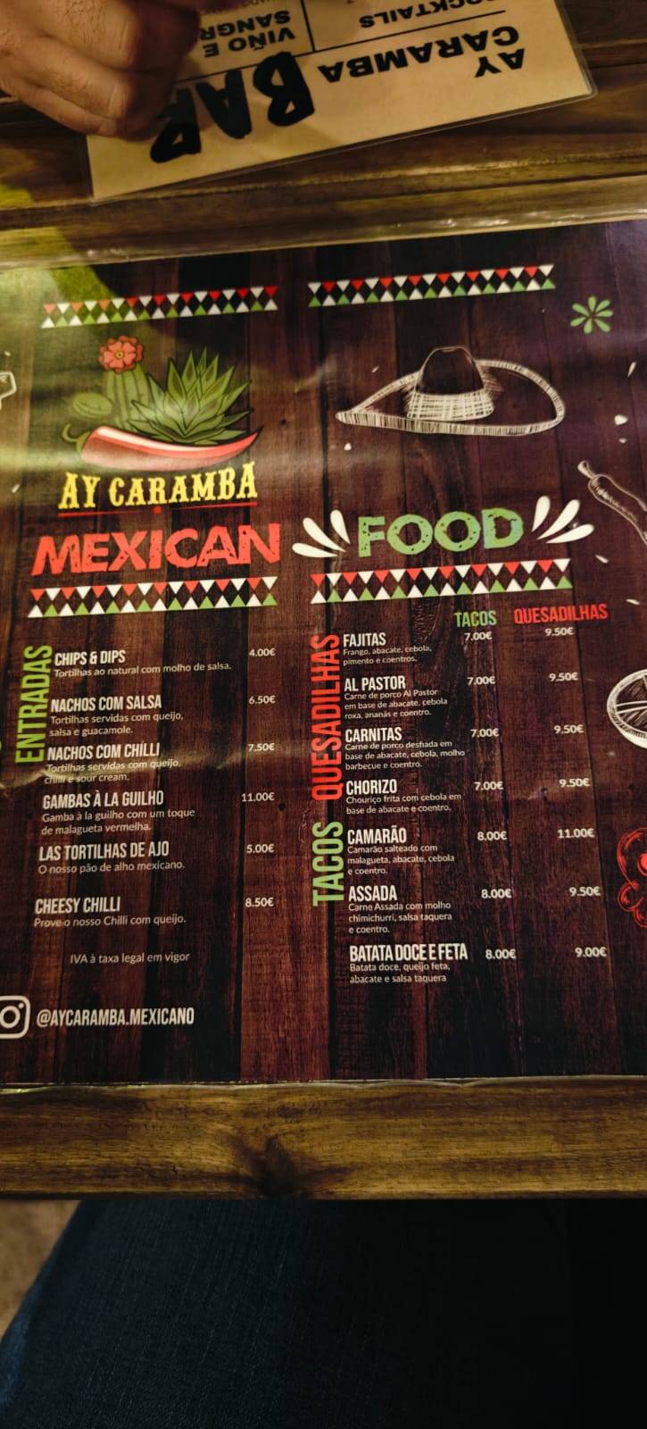 Menu em Ay Caramba Mexicano restaurante, Almada