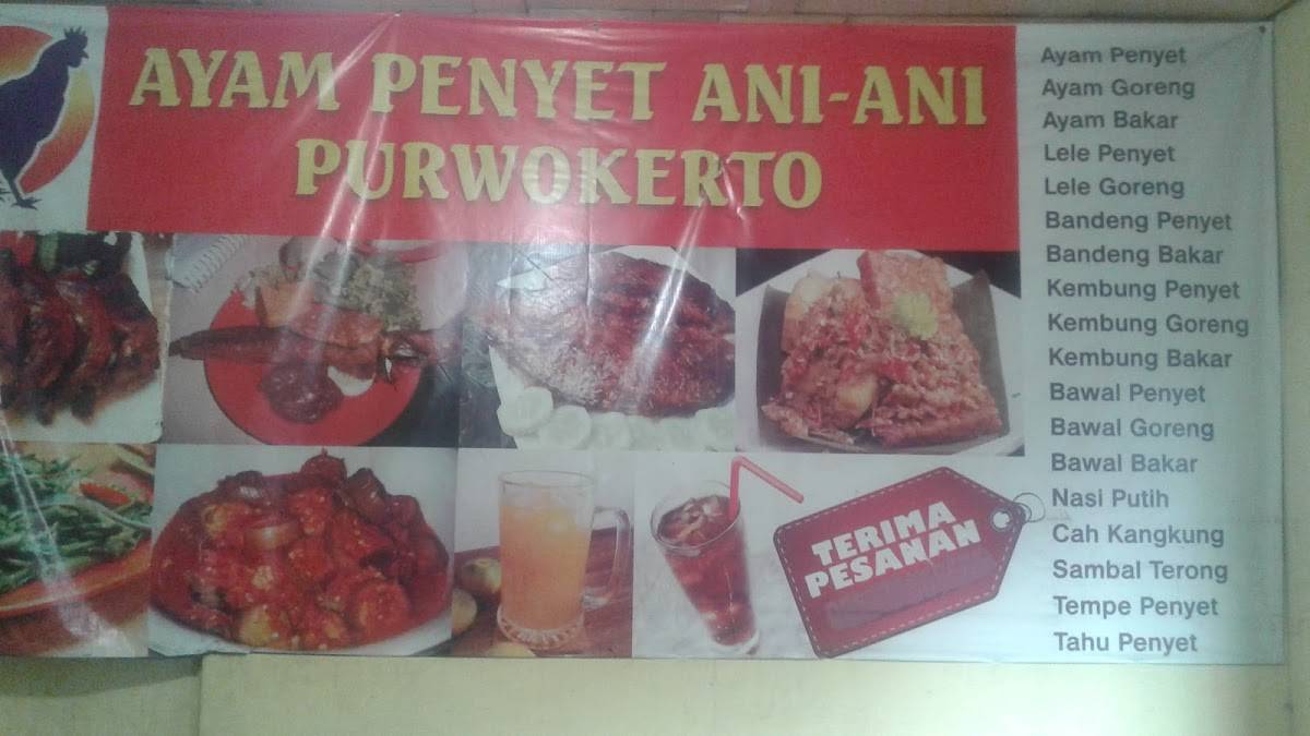Carta del restaurante Ayam Penyet Ani-Ani Khas Purwokerto, West Jakarta