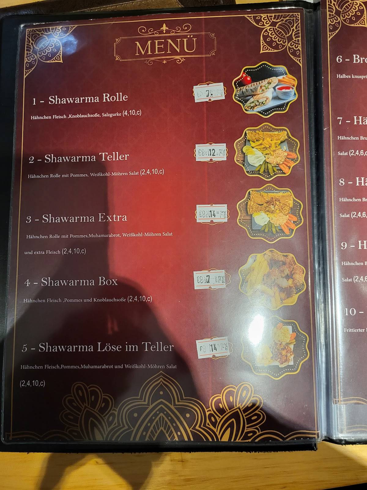 Speisekarte von Bab Tuma ( مطعم باب توما ) restaurant, FREIBURG IM BREISGAU