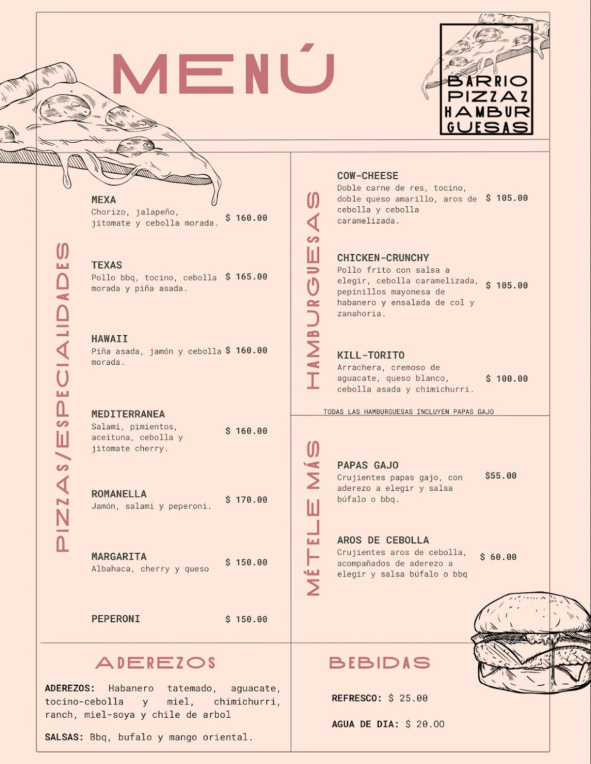 Menu at BARRIO PIZZA, Tlaquepaque