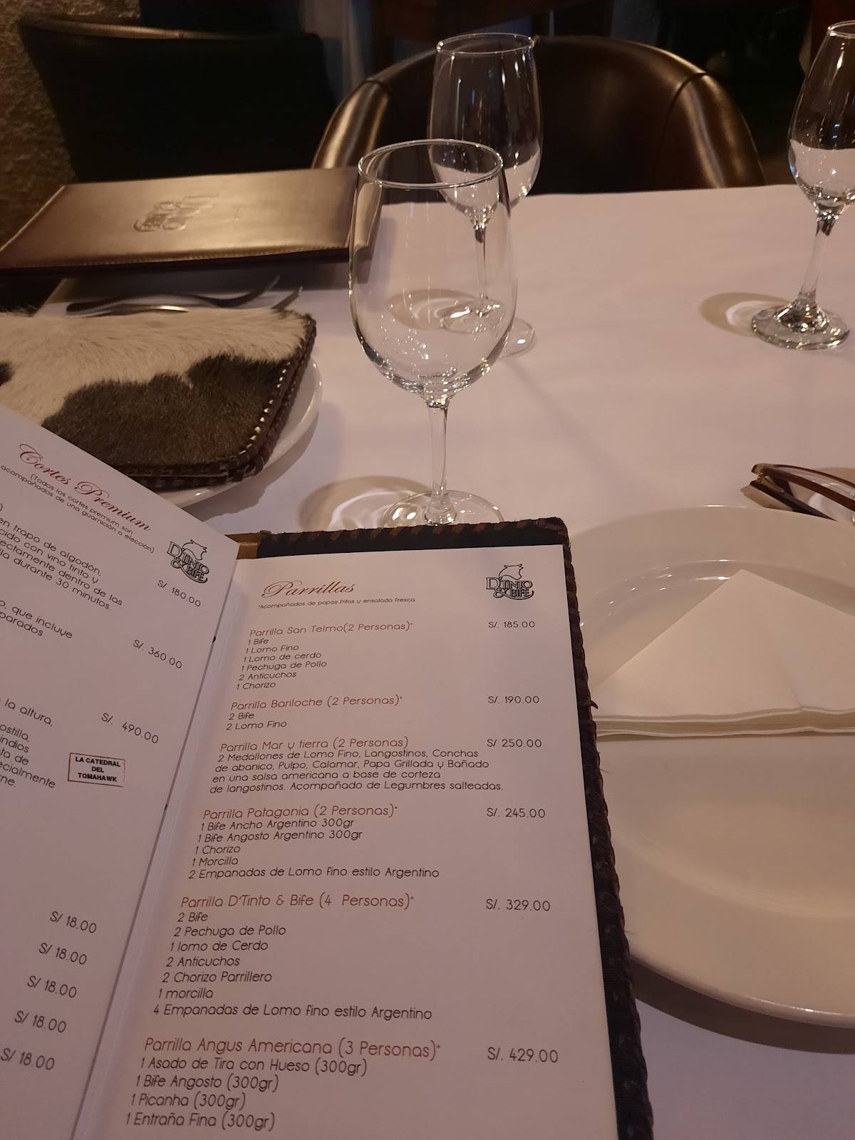 Carta de barbacoa D' Tinto & Bife, San Isidro