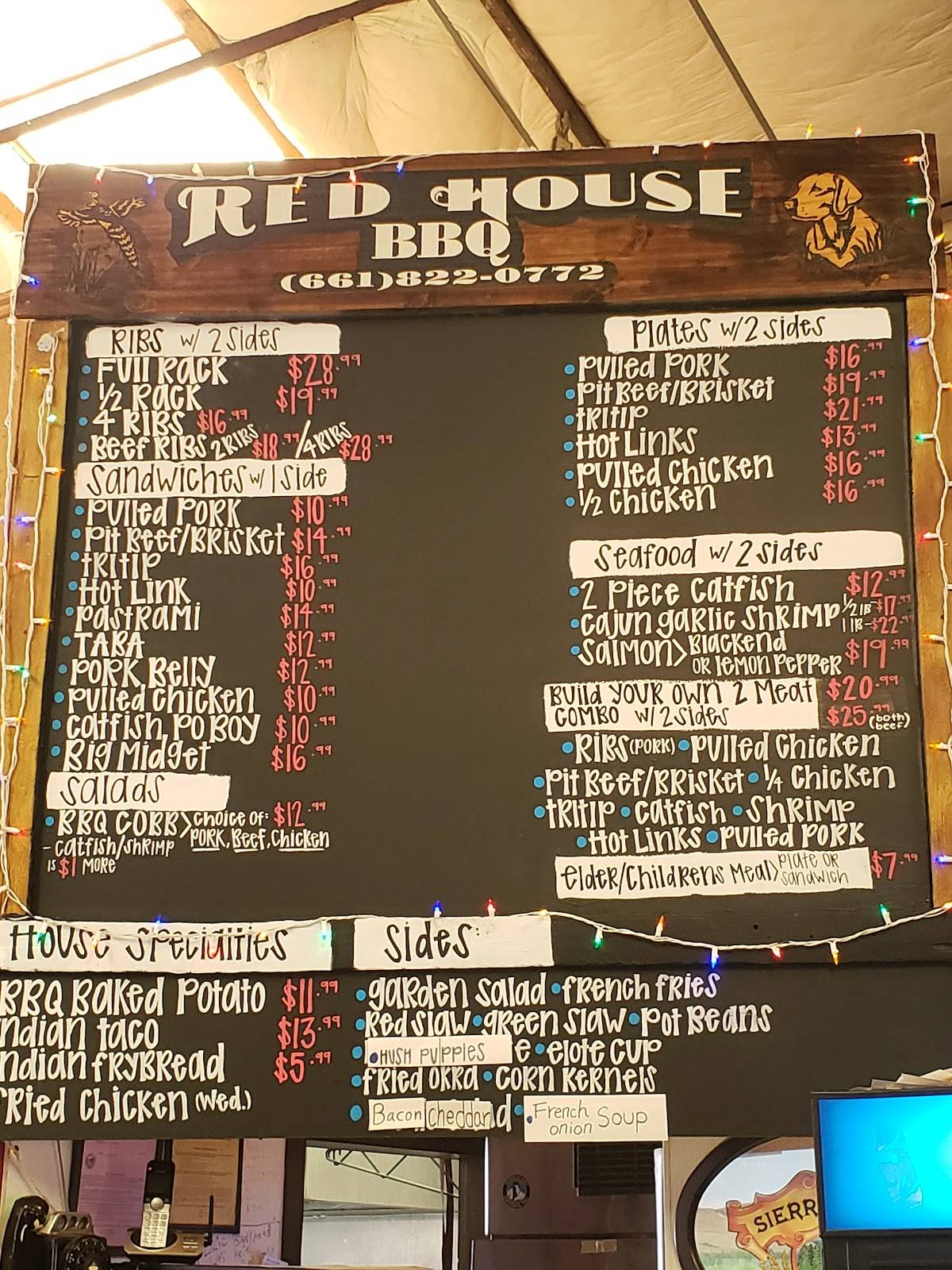 Menu at Red House BBQ, Tehachapi, 426 E Tehachapi Blvd