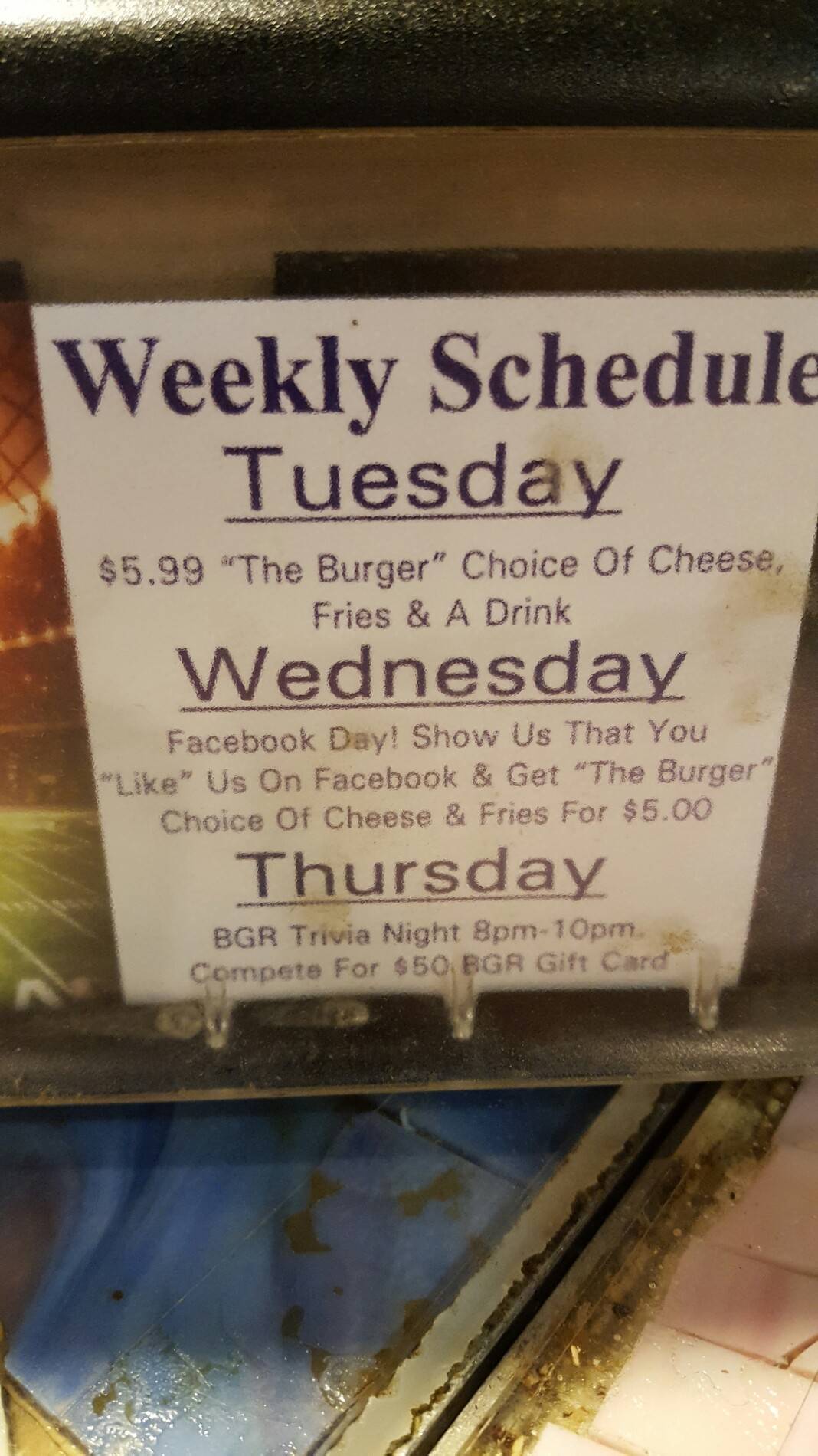 Menu at BGR The Burger Joint restaurant, Clemson