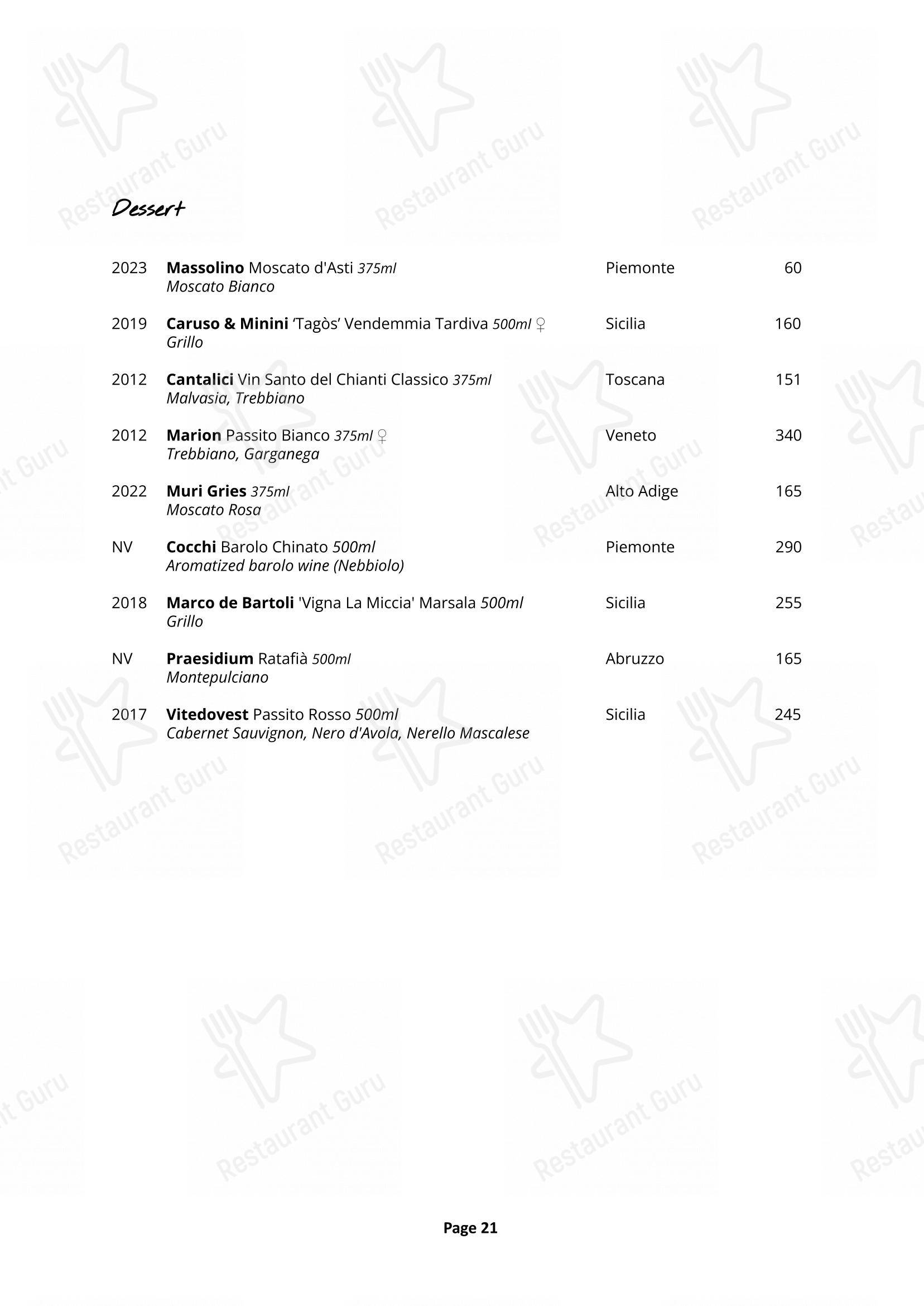 Menu at BISTECCA pub & bar, Sydney
