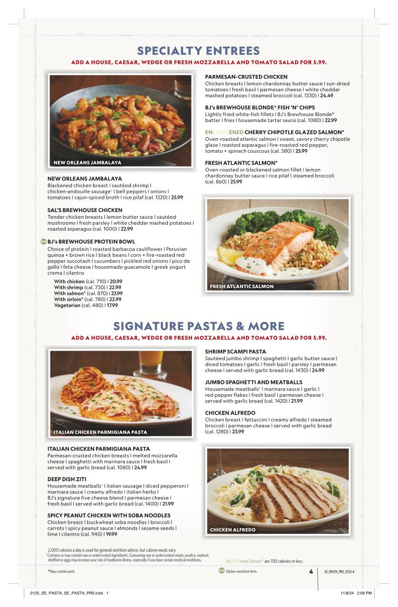 Bj S Restaurant And Brewhouse Beavercreek Menu
