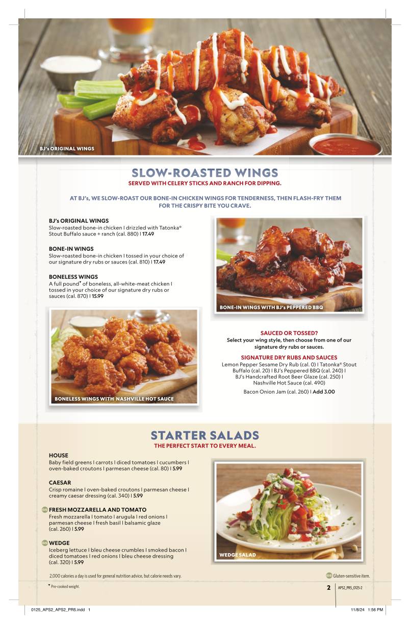 Bj S Restaurant And Brewhouse Beavercreek Menu