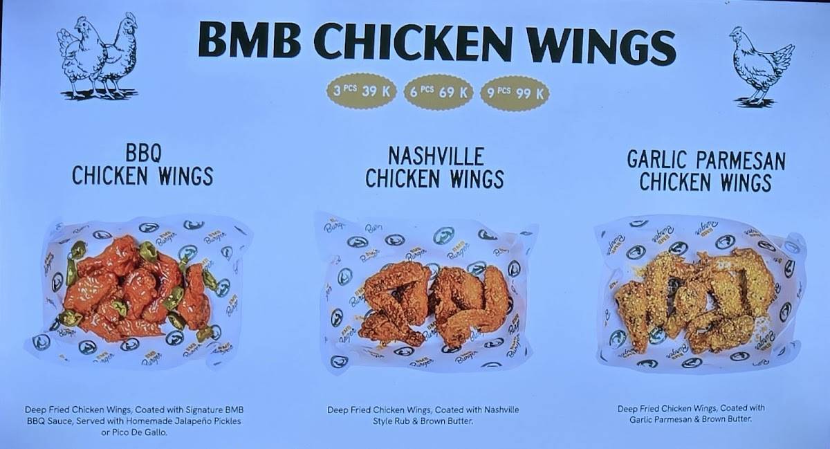 Menu at BMB Burger Bandung restaurant, Bandung