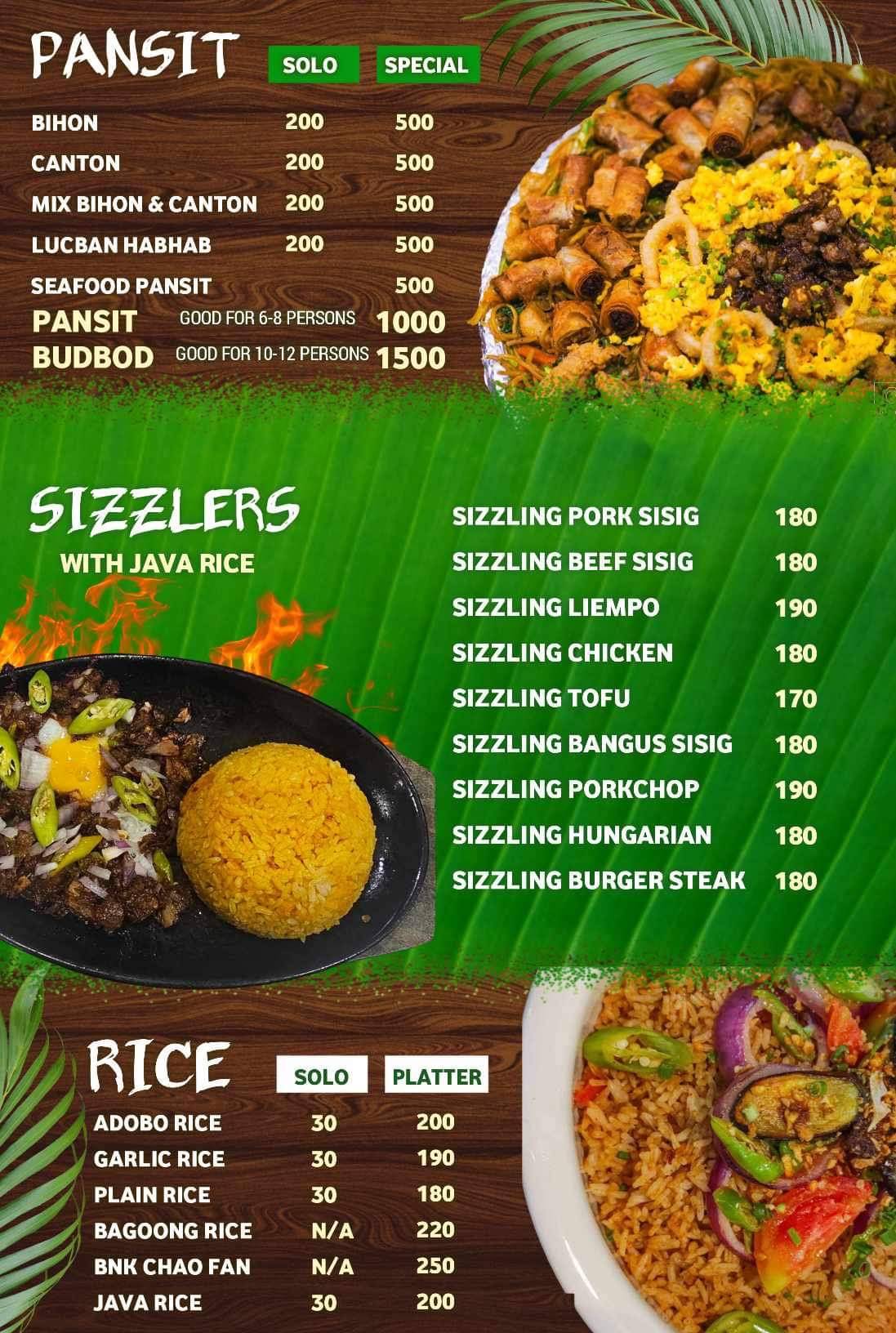 Menu at BNK Cafe & Resto - Budbod ni Nanay Kaling, Tanay