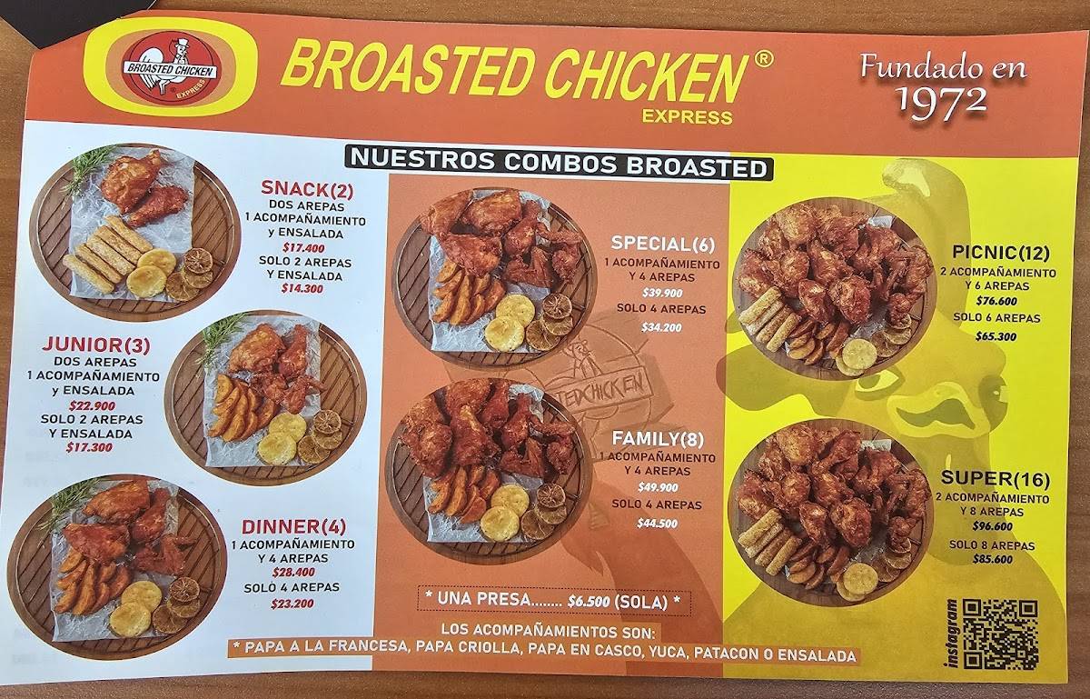 Carta del restaurante BROASTED CHICKEN EXPRESS CEDRITOS, Bogotá
