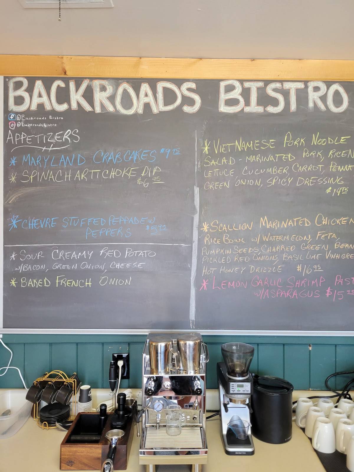 Menu at Backroads Bistro restaurant, Panguitch