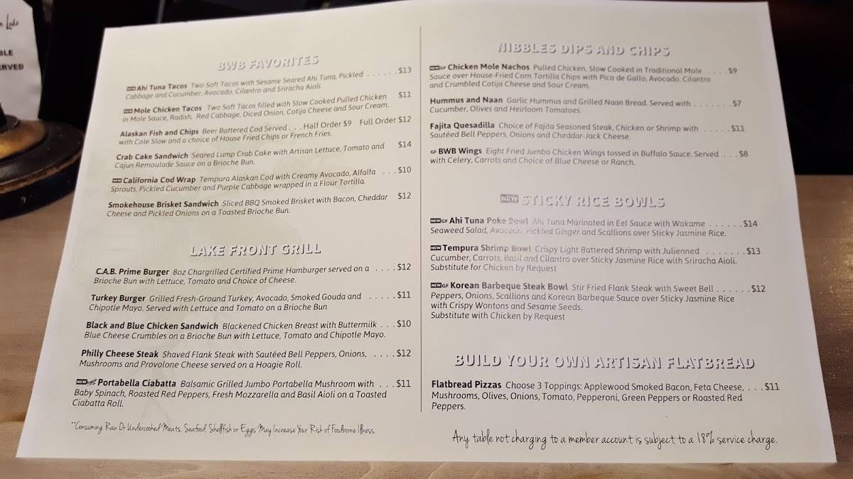 Menu at Backwater Bill's Grill Private Club, Bluffton, 202 Hampton Lake ...