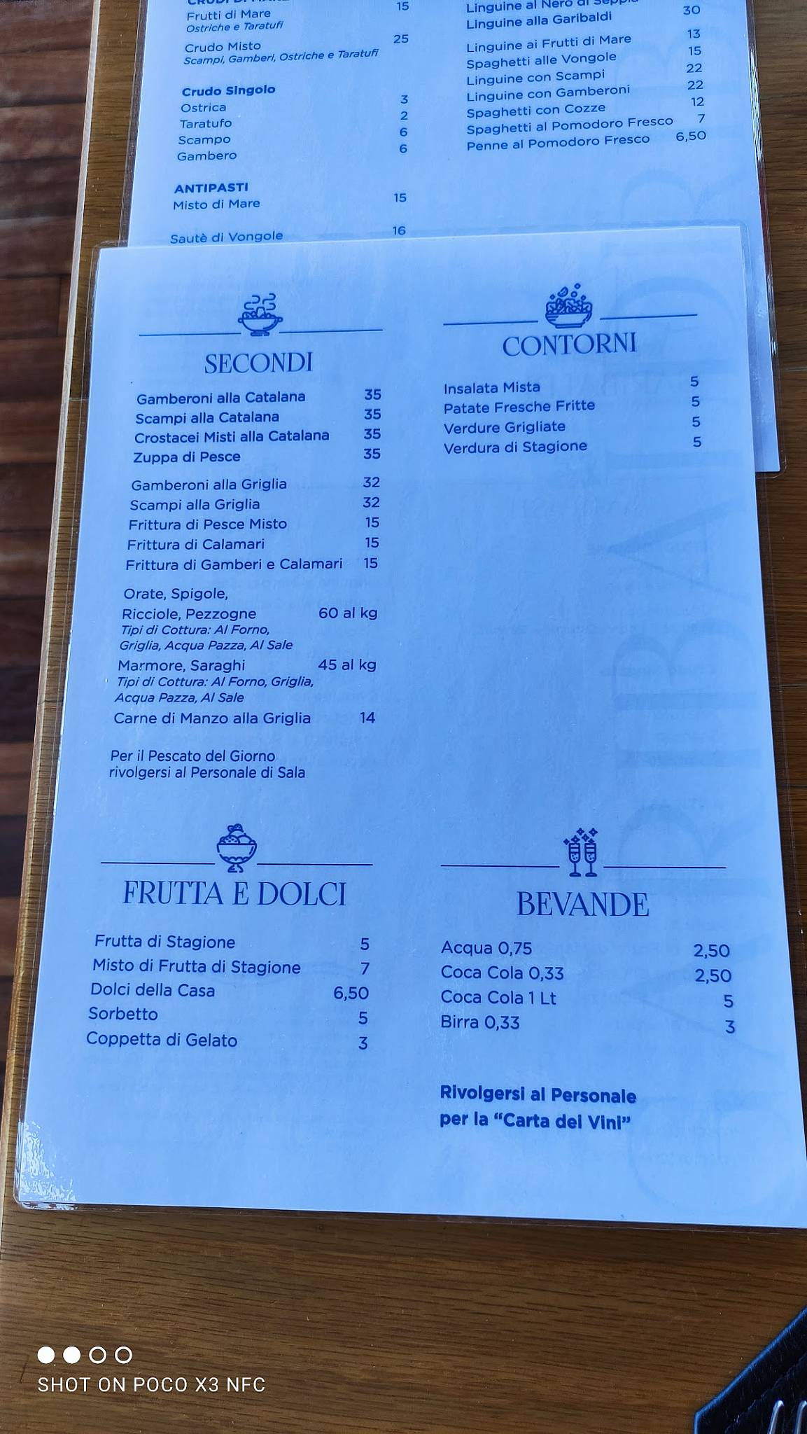 Menu da Ristorante Garibaldi, Bacoli