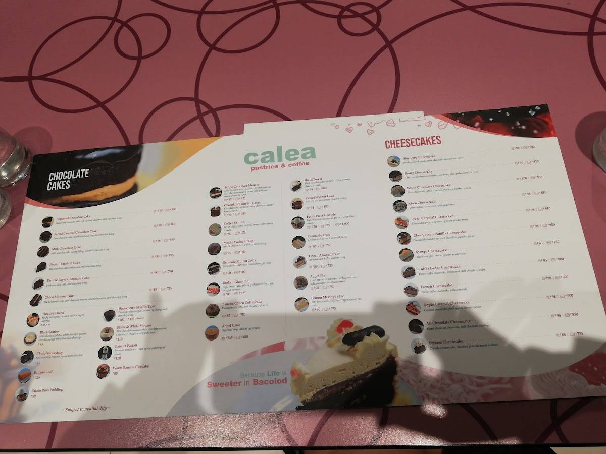 Menu at Calea Pastries & Coffee desserts, Bacolod, Balay Quince