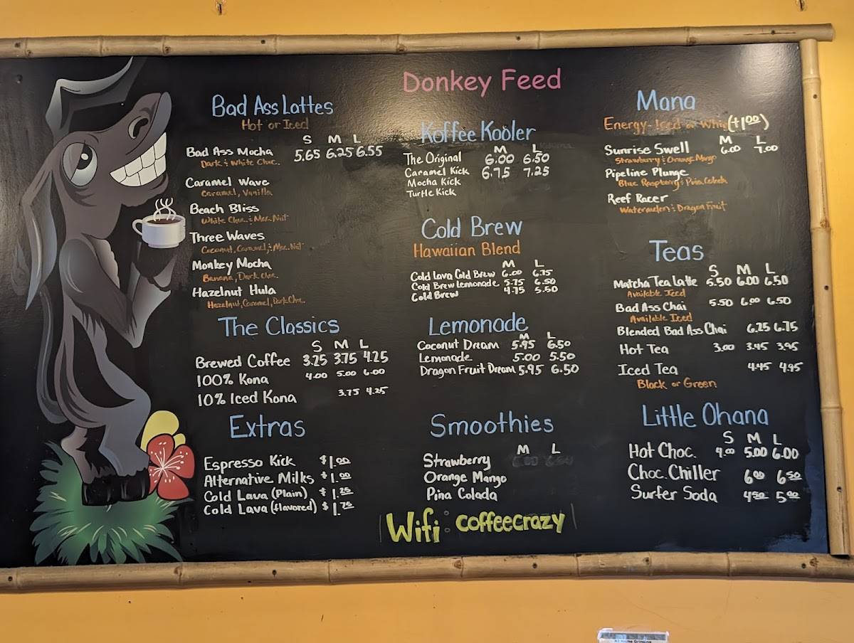 Carta del pub y bar Bad Ass Coffee, Seaside, 17 Uptown Grayton Cir