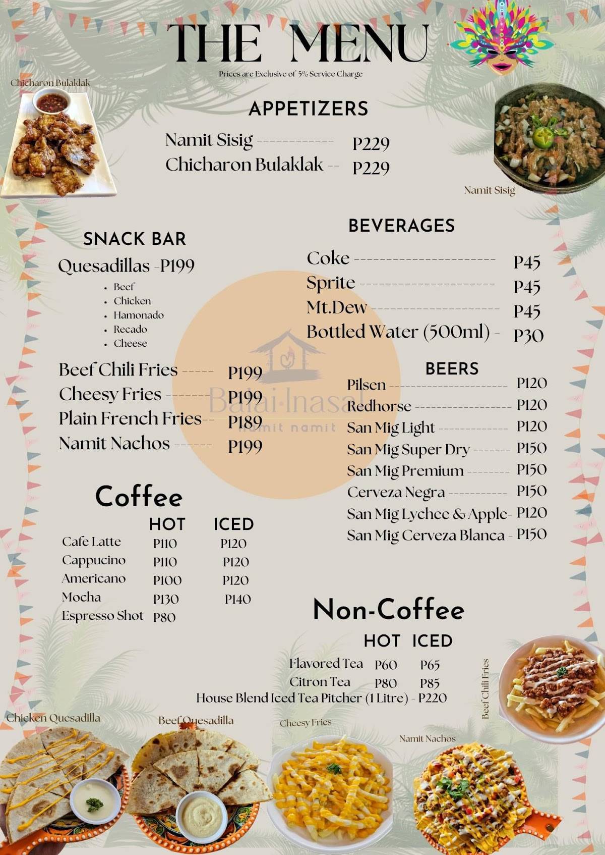 Menu at Balai Inasal Baguio restaurant, Baguio