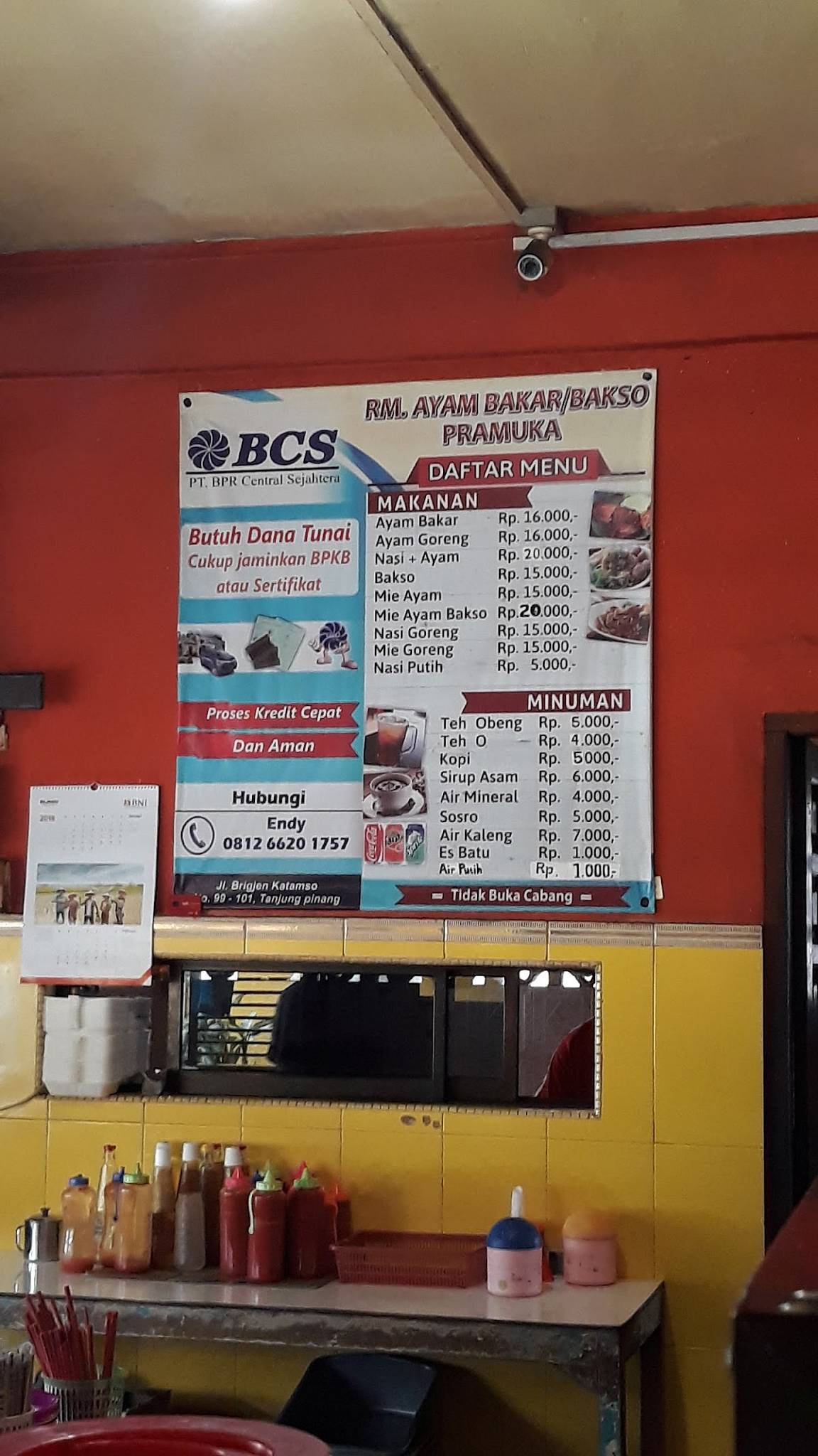 Menu at Bakso Ayam Bakar Jalan Pramuka restaurant, Tanjung Pinang