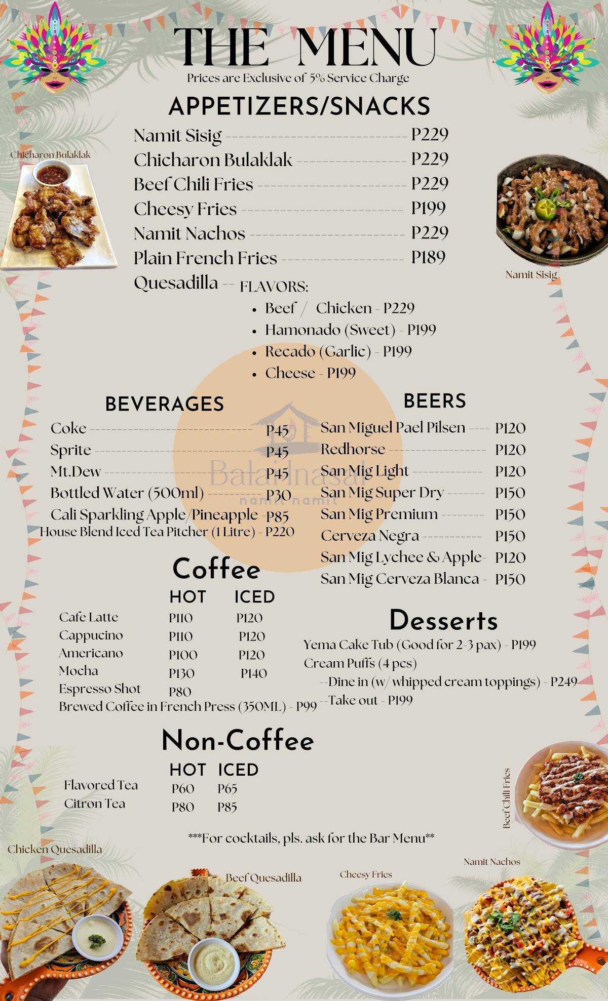 Menu at Balai Inasal Baguio restaurant, Baguio