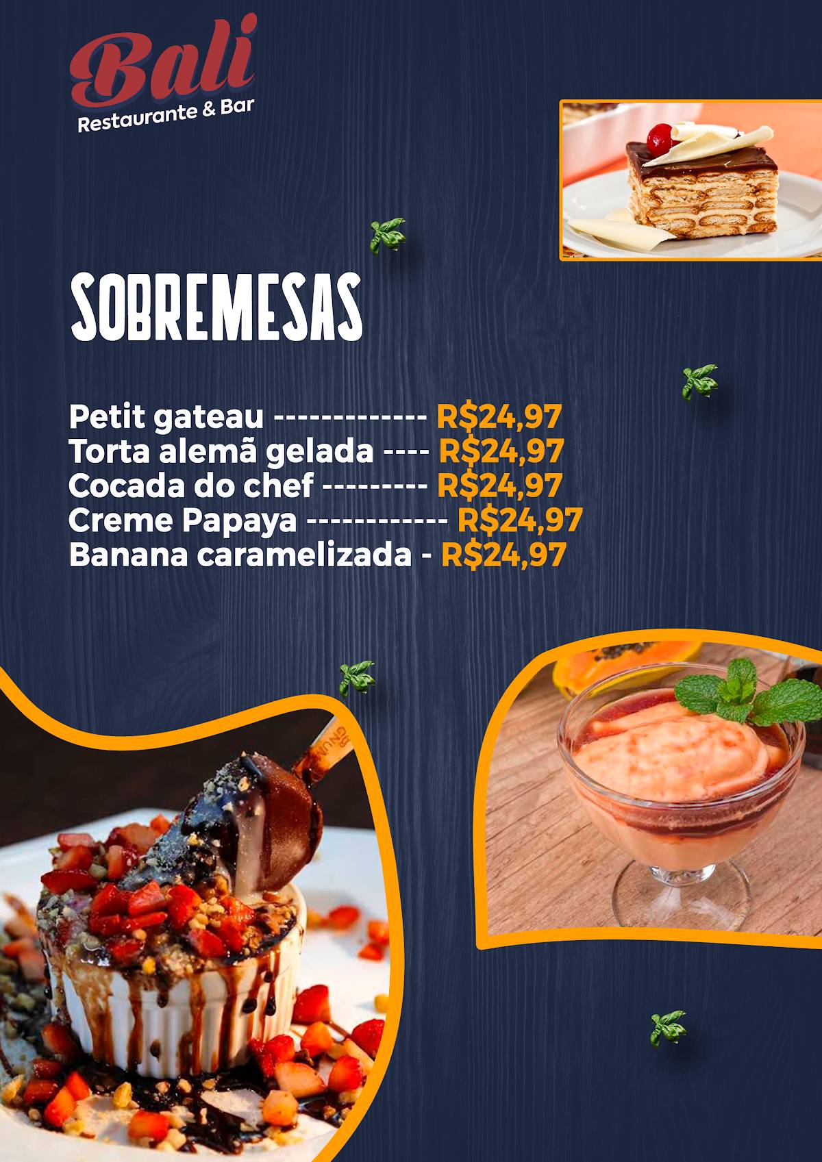 Menu em Bali Restaurante e Bar, Aracaju