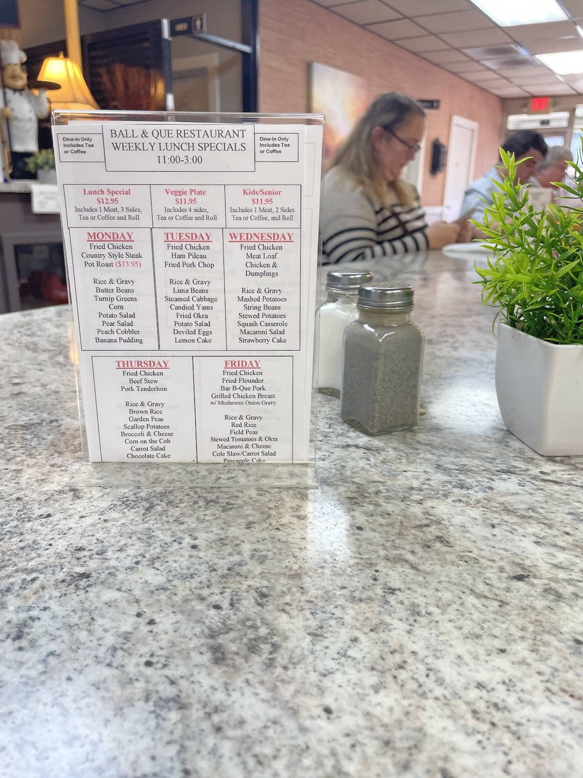 Menu at Ball & Que Restaurant, Georgetown