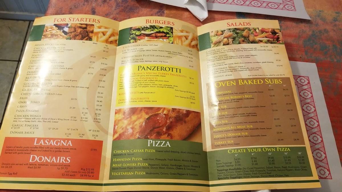 Menu at Bambino's Pizzeria & Fine Food, Amherst
