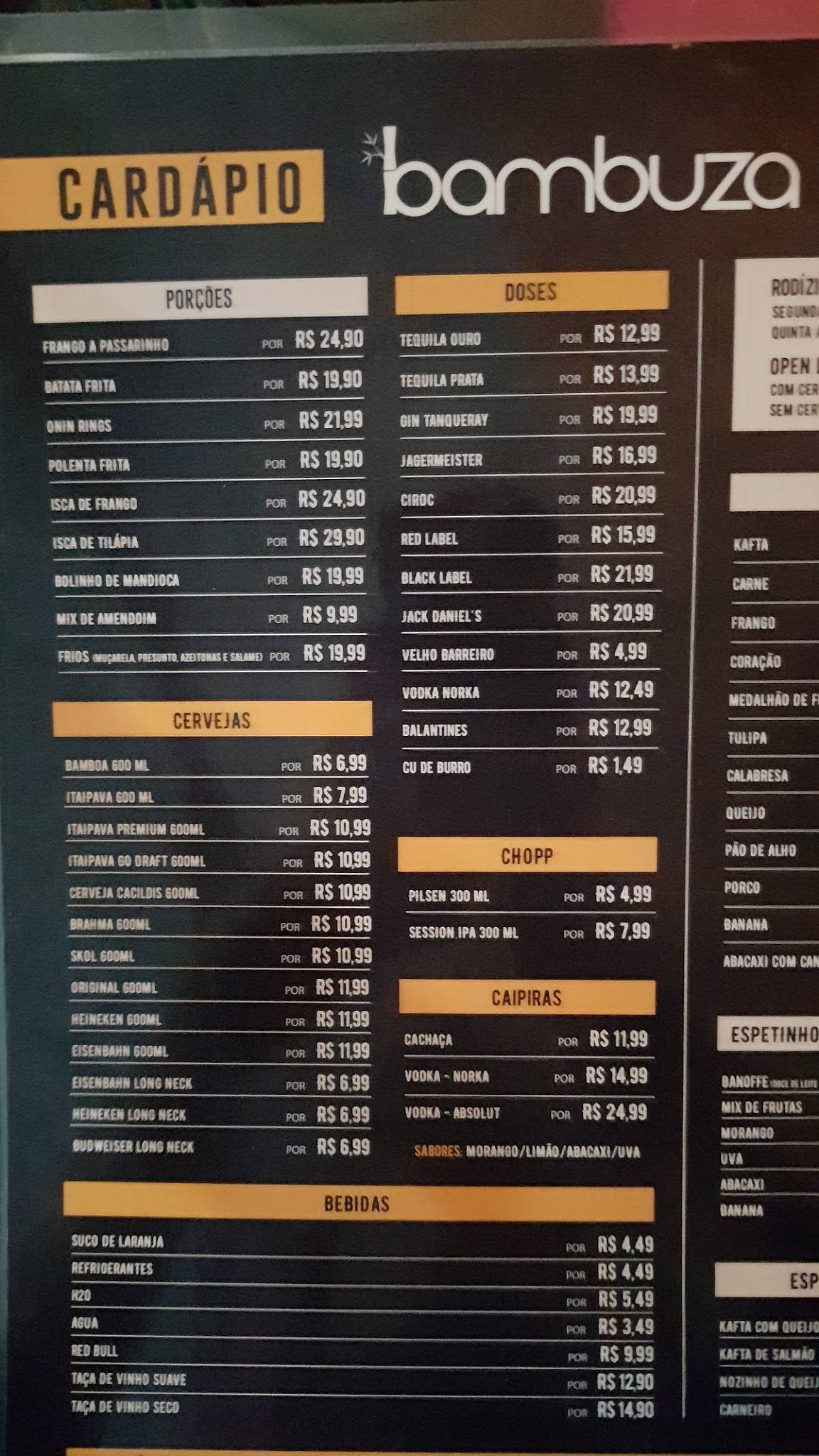 Menu em Bambuza Restaurante e Bar, Londrina