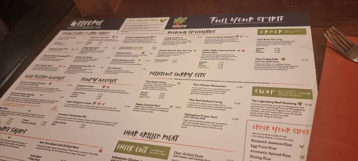 Menu at Banana Tree Soho restaurant, London, 103 Wardour St