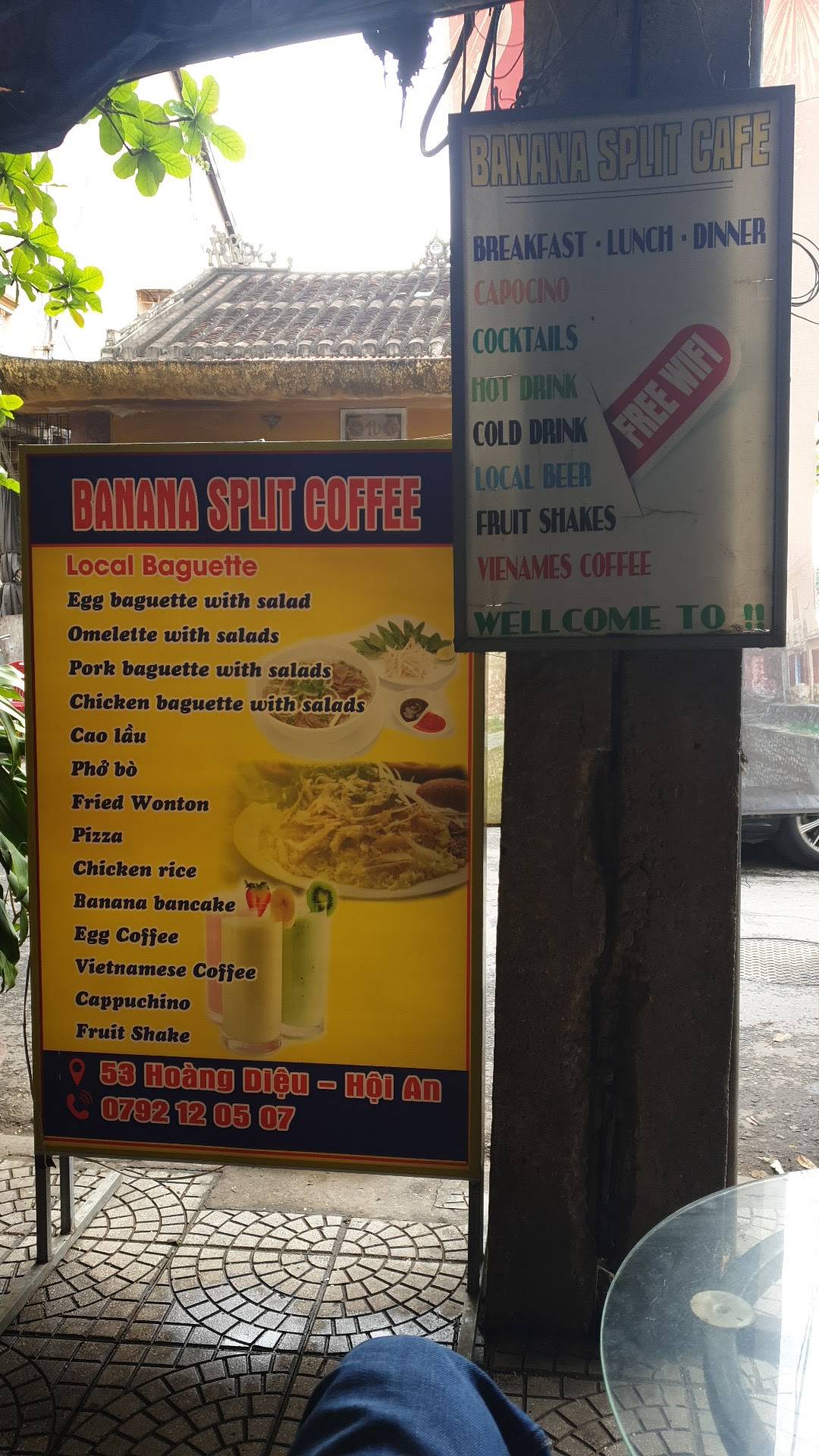 Menu at Banana split café pub & bar, Hoi An