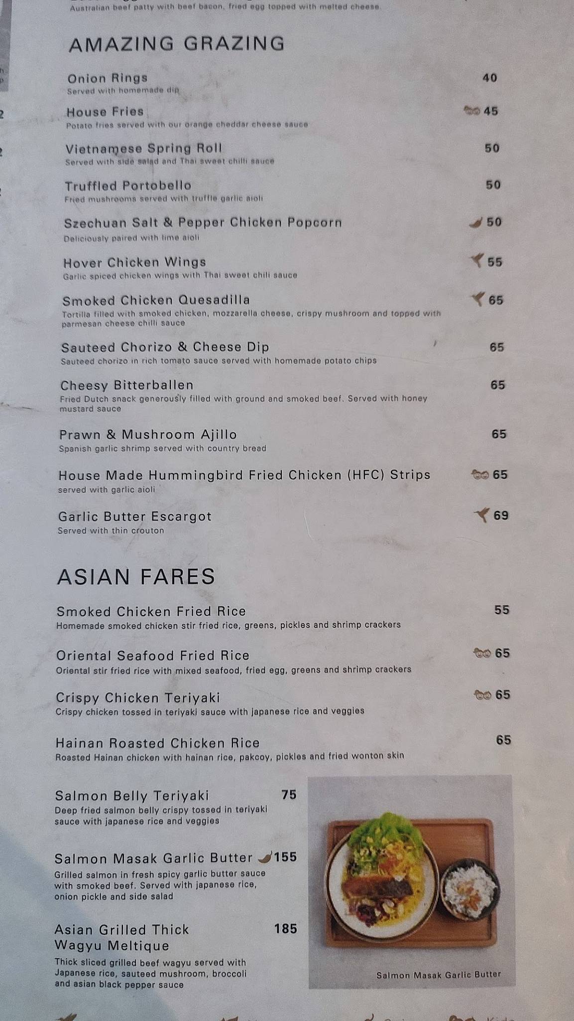 Menu at Hummingbird Eatery & Space restaurant, Bandung
