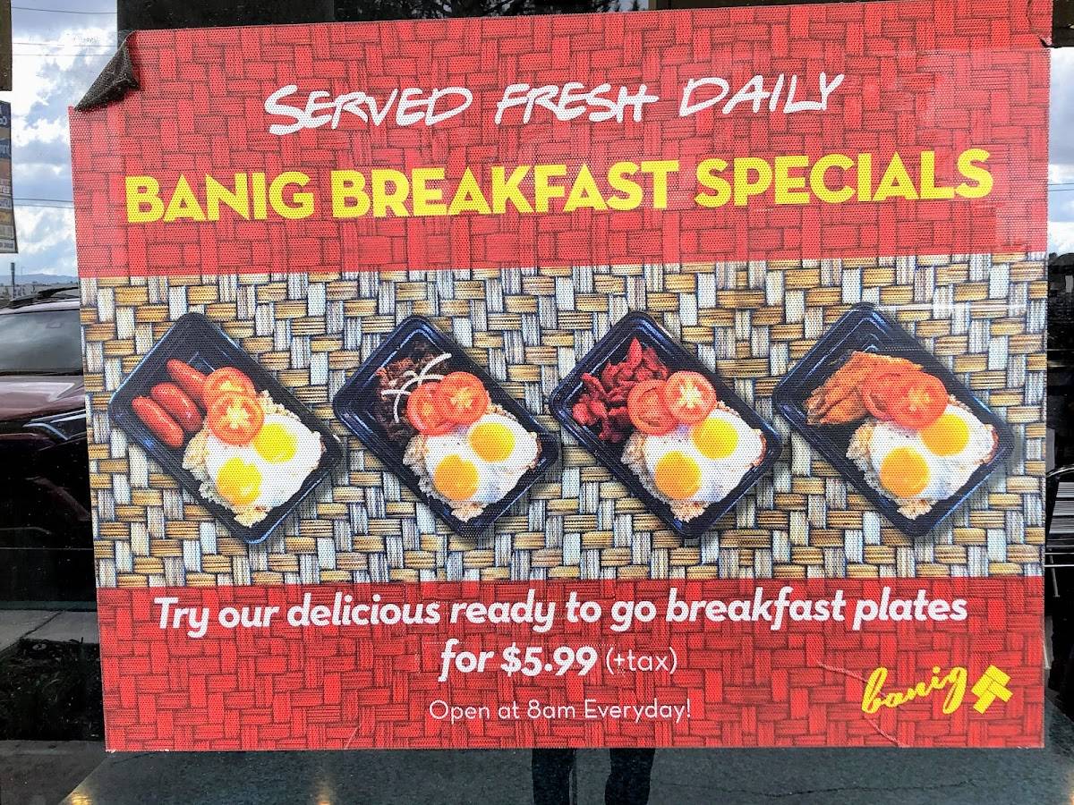 Menu at Banig Restaurant, Moreno Valley, Alessandro Blvd STE F