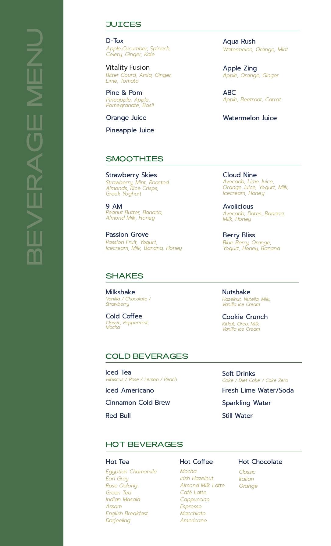 Menu at Banyan Tree Cafe, Mumbai