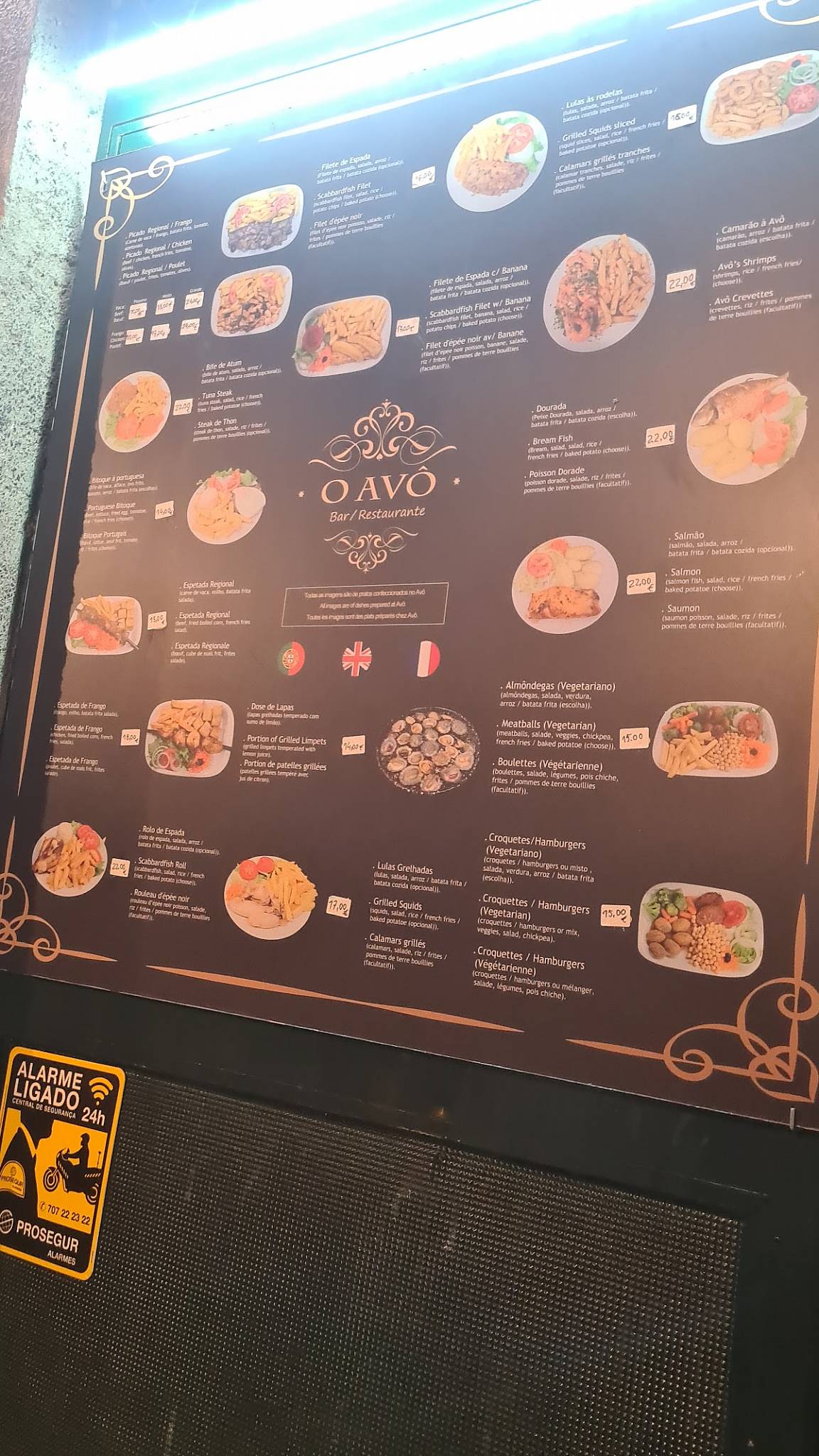 Menu em Bar "O Avô", Funchal