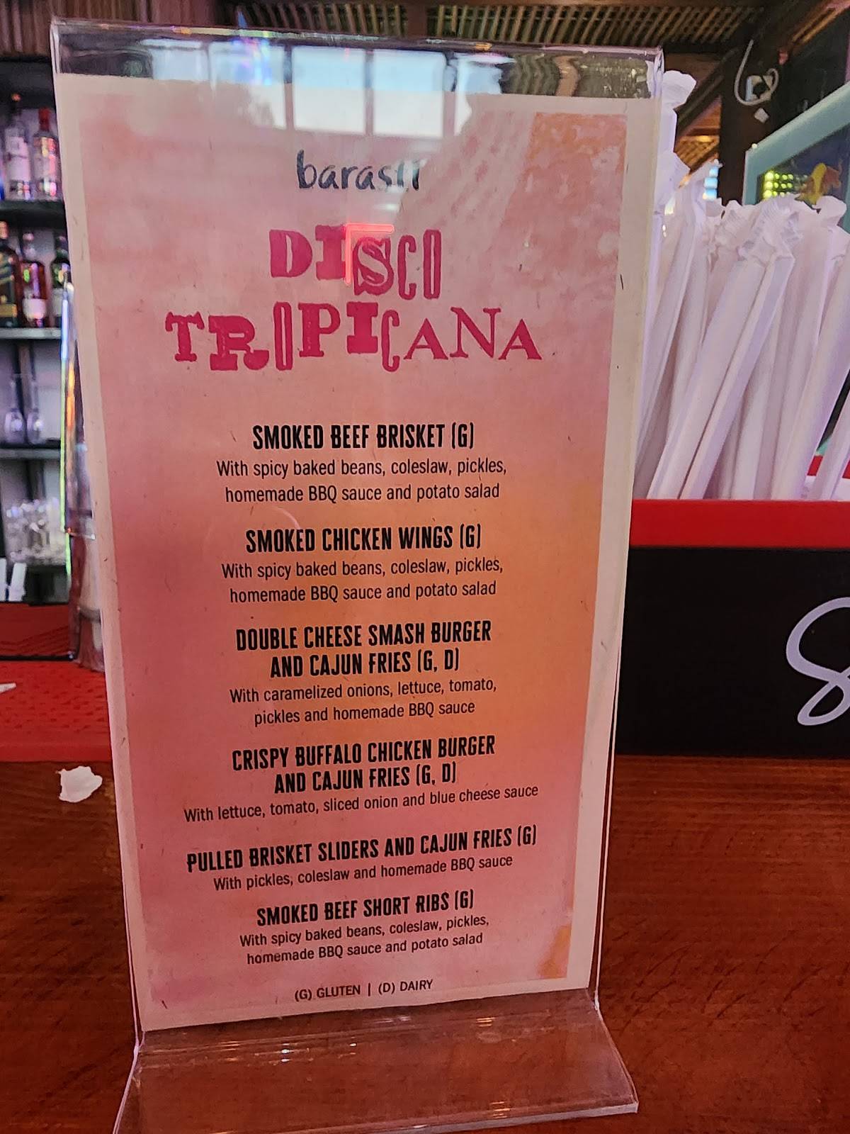 Menu at Barasti Beach, Dubai