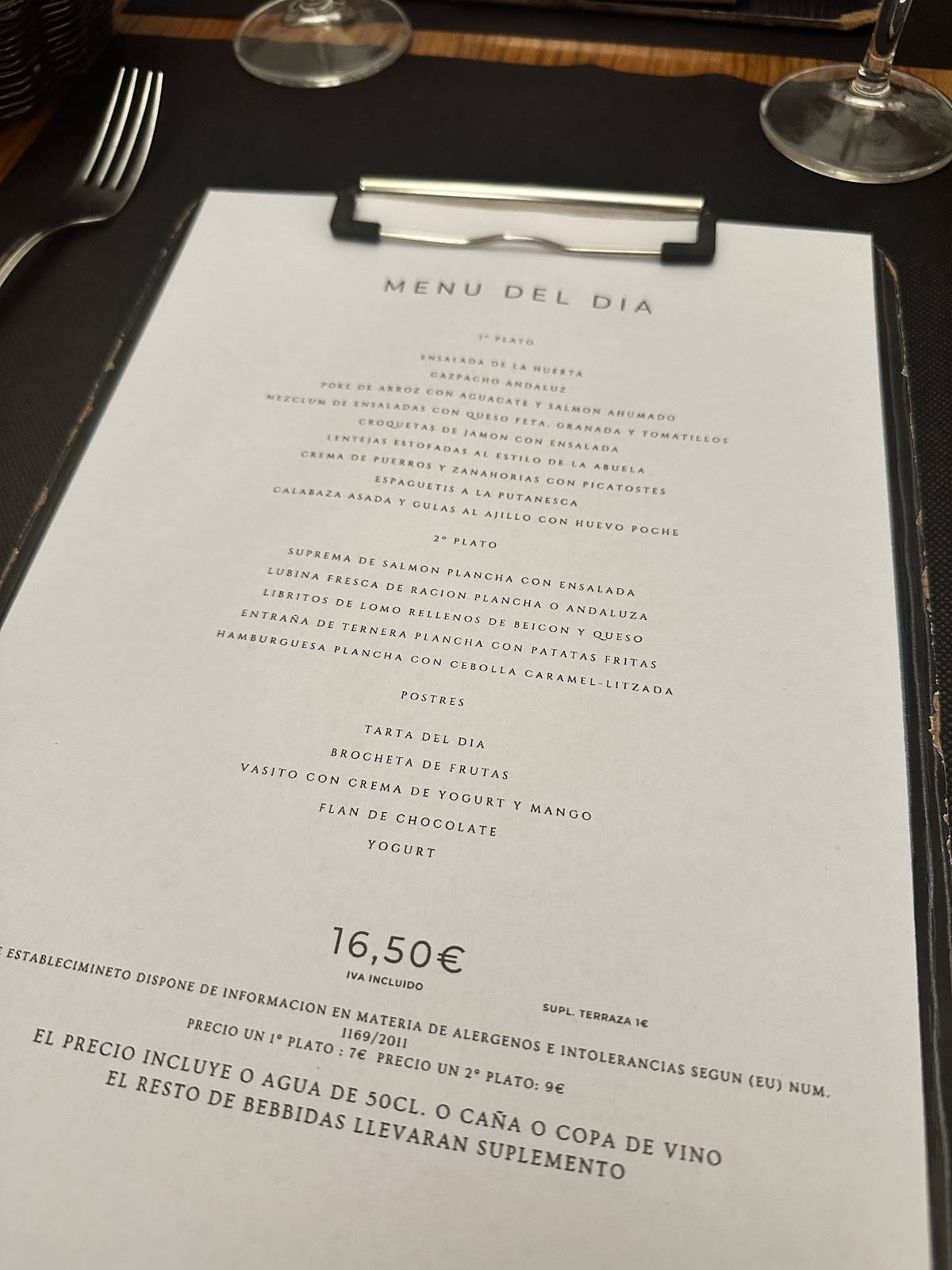 Carta de Restaurant Las Cuatro Encinas, Barcelona, C/ de Casp