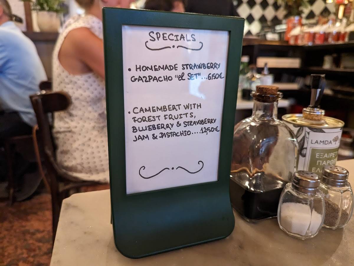 Menu at el SET restaurant, Barcelona, Carrer de l'Esparteria