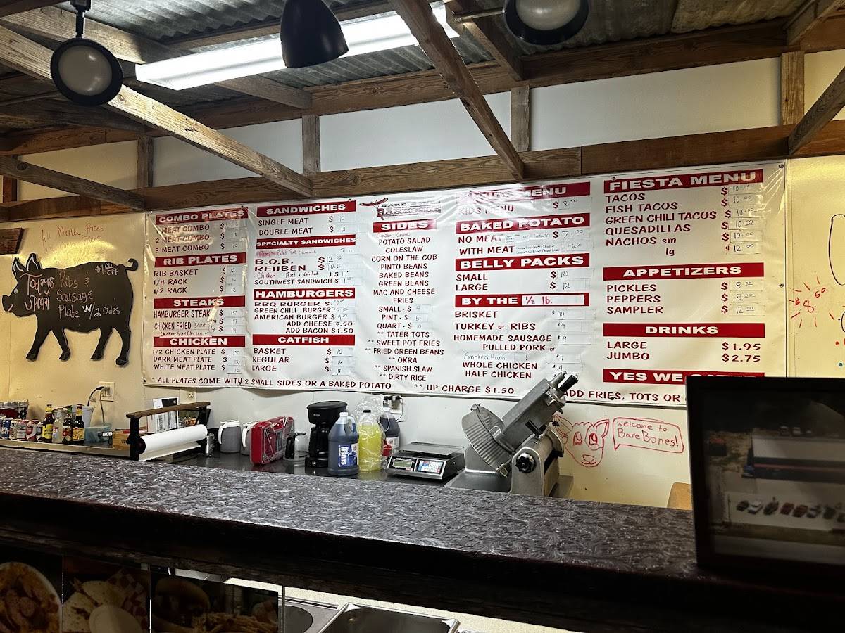Menu at Bare Bones BBQ, Gatesville, TX-36