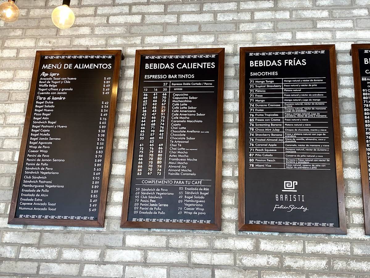 Menu at Baristi Eazy Living, Tijuana, Av. Río Tijuana