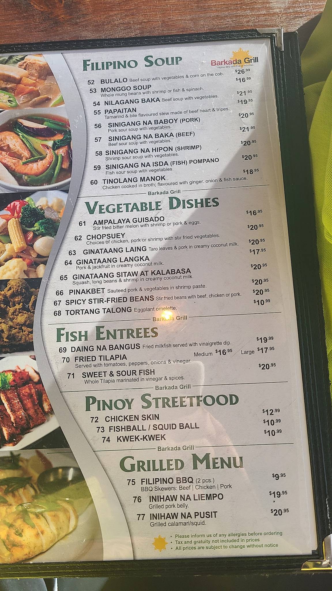 Menu au Barkada Grill - Central, Red Deer, 51 Ave Unit C