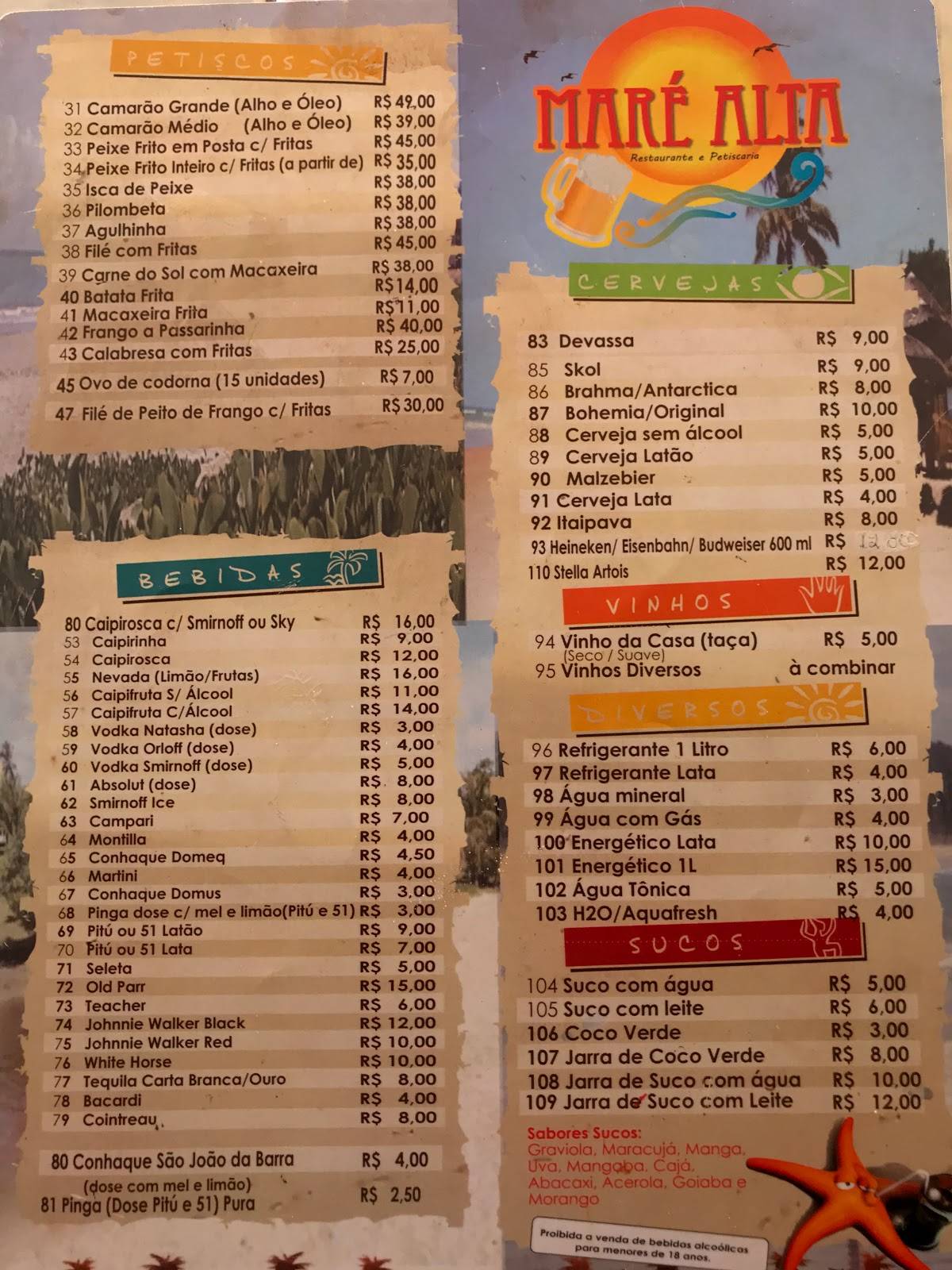 Menu em Barraca Ala-Bahia, Coruripe