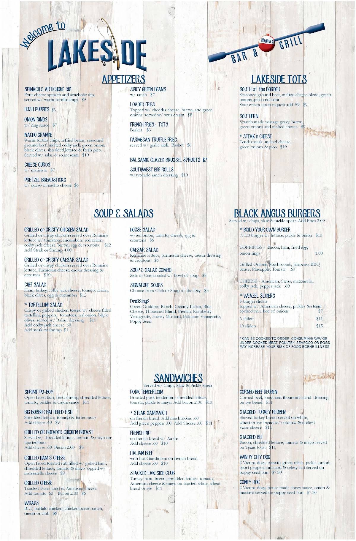 Menu at Barron Lakeside Bar & Grill, Niles