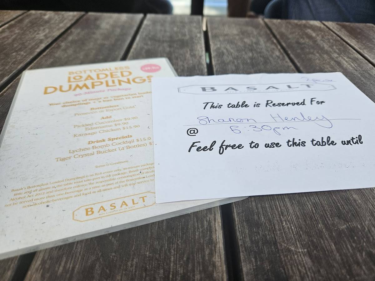 Menu at Basalt pub & bar, Auckland, 127 Picton St