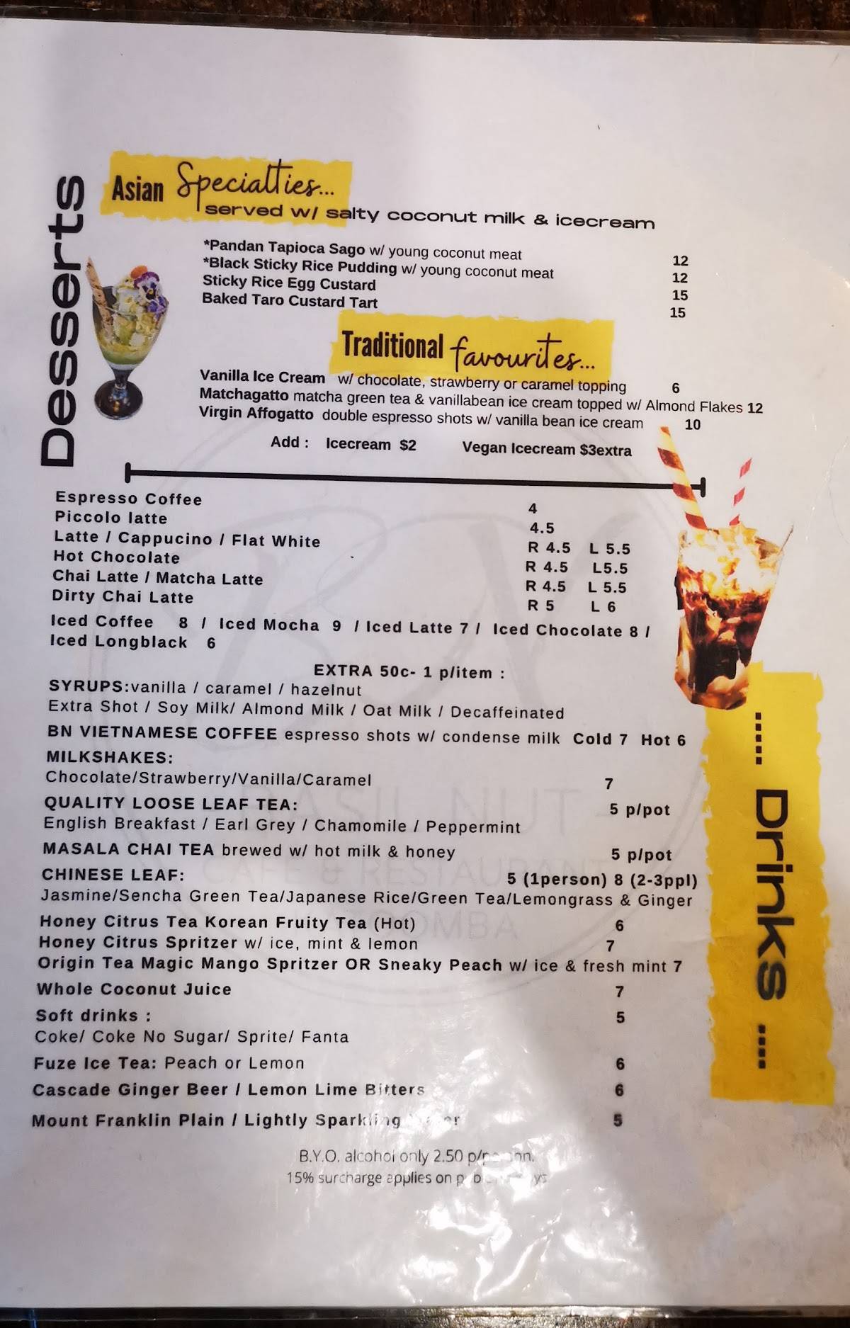 Menu at Basil Nut Cafe & Restaurant Katoomba, Katoomba