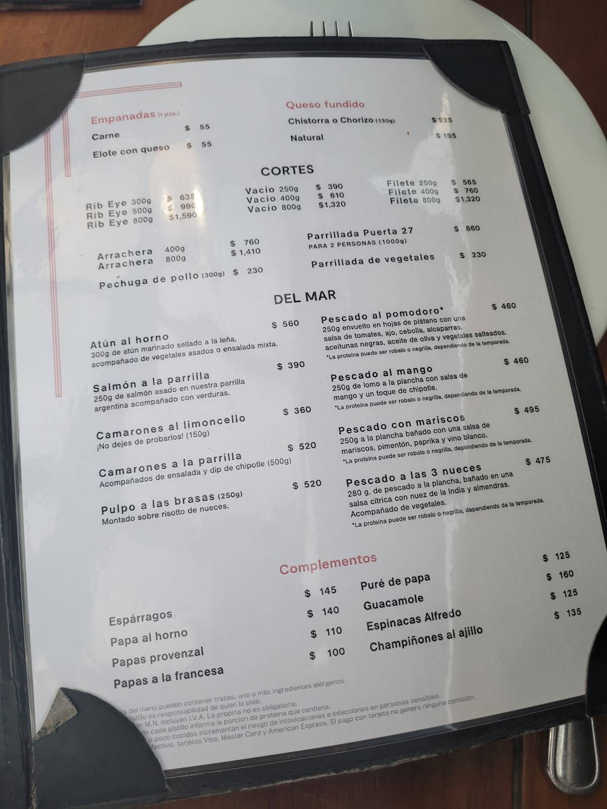 Carta del restaurante Basilico Altama, Tampico