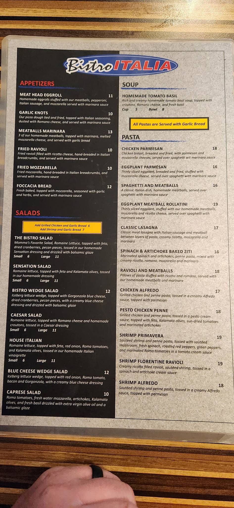 Menu at Bistro Italia pizzeria, Baton Rouge, Coursey Blvd