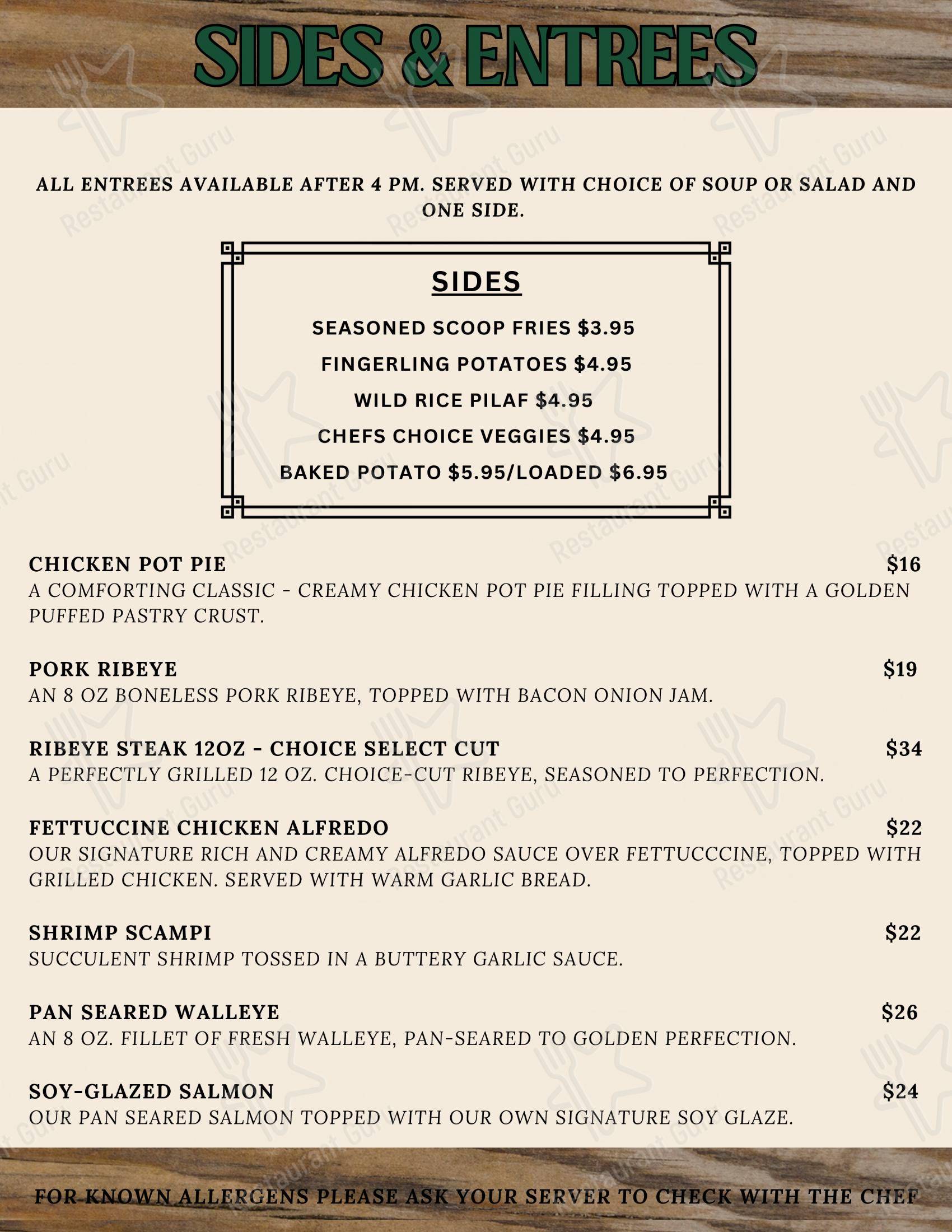 Menu at Baxter's Bar & Grill, Baxter, Lake Forest Rd